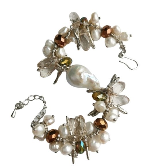 Atelier | Jewelry | Nwt Baroque Fw Pearl Swarovski Crystal Bracelet ...
